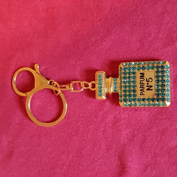Accessories | Blue Gold Perfume Bottle Keychain Bag Charm | Poshmark